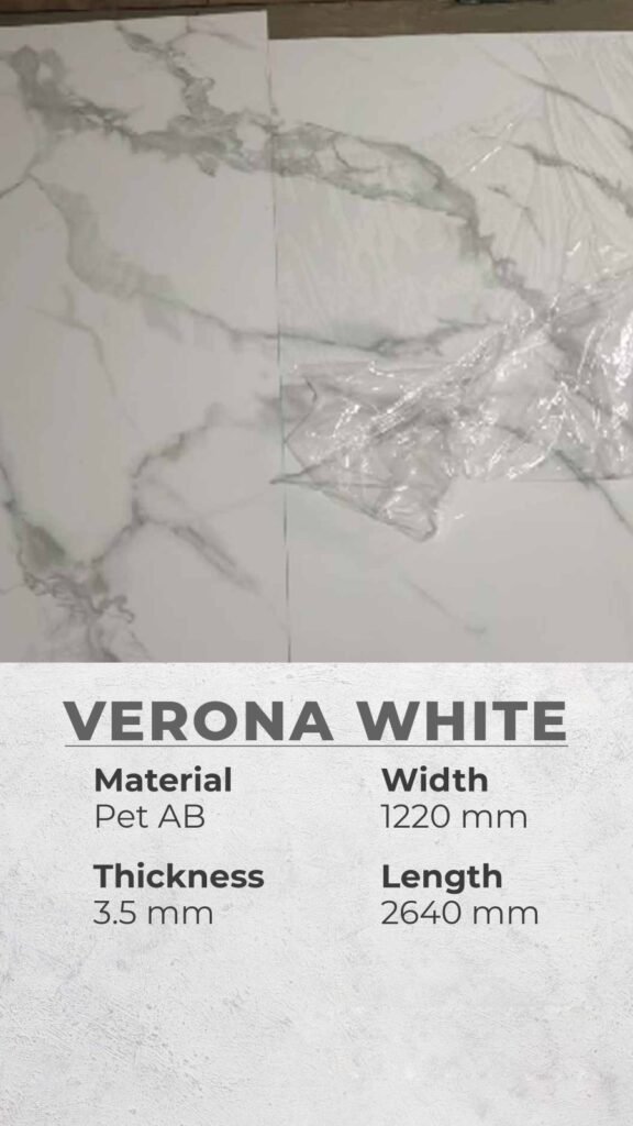 PVC Marmer / UPVC Marble Hiasan Dinding Wall Panel Motif VERONA WHITE