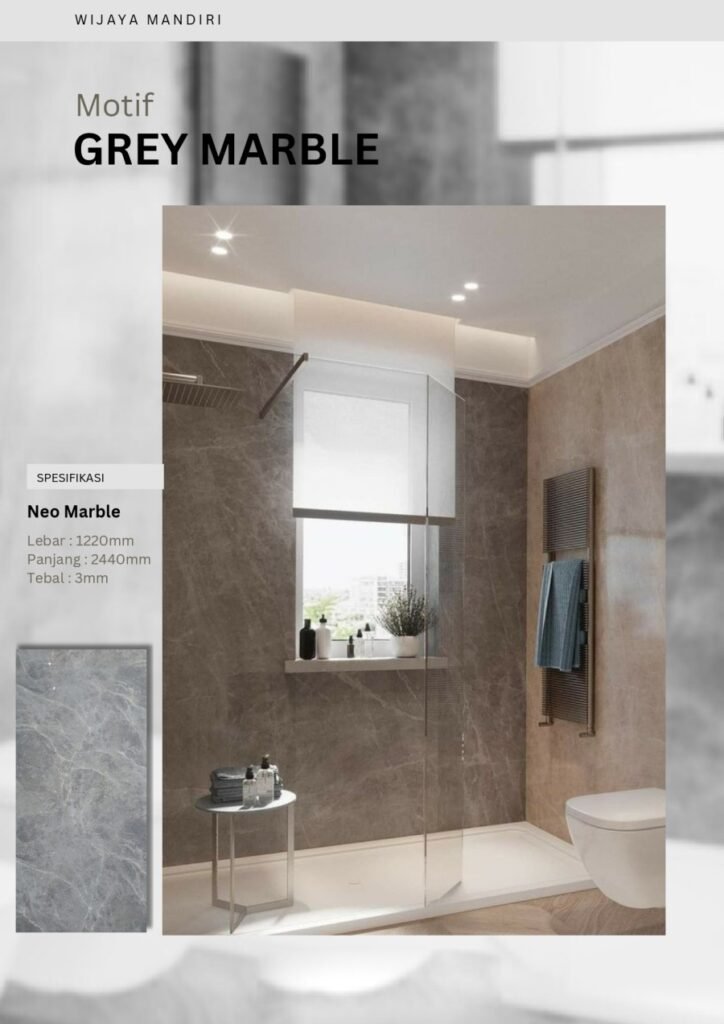 PVC Marmer / UPVC Marble Hiasan Dinding Wall Panel Motif GREY MARBLE ...